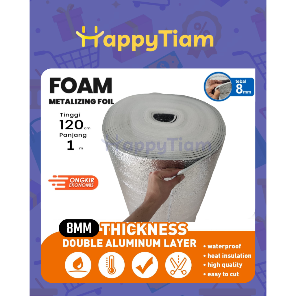 Jual METERAN FOAM FOIL METALIZING 120cm x 1m 8mm DOUBLE SIDE WRAP ROLL ...