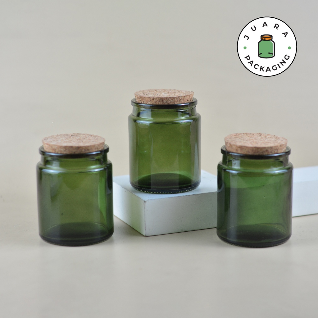 Jual Botol Kaca 200ml Warna Hijau Transparan Glossy dengan Tutup Gabus ...