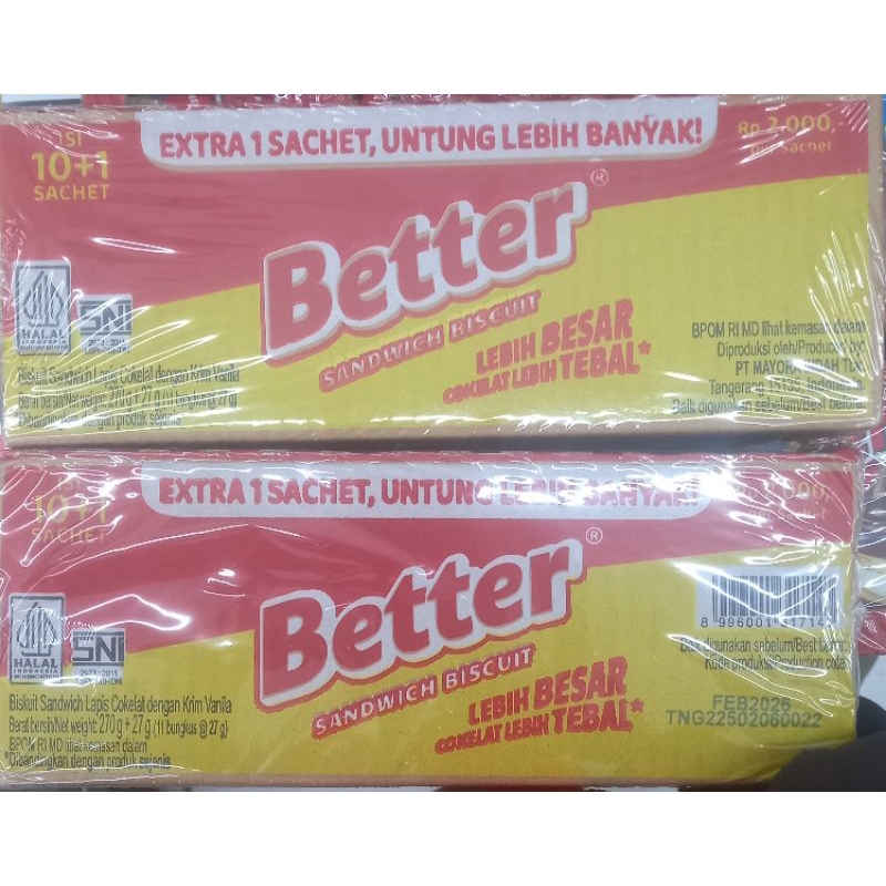 Jual BETTER SANDWICH BISKUIT 27gr@11bungkus | Shopee Indonesia