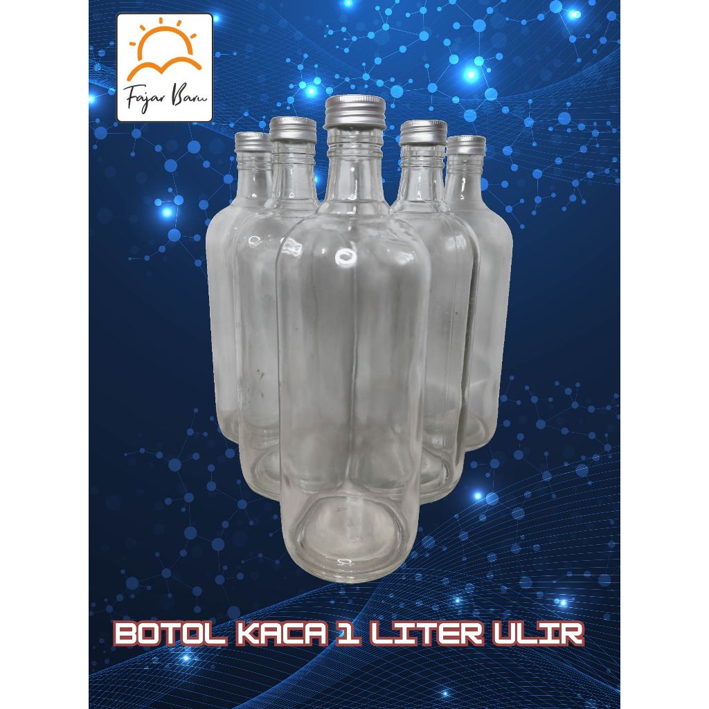 Jual BOTOL KACA 1 LITER BARU / TUTUP ULIR / BOTOL BENSIN / BOTOL JAMU | Shopee Indonesia