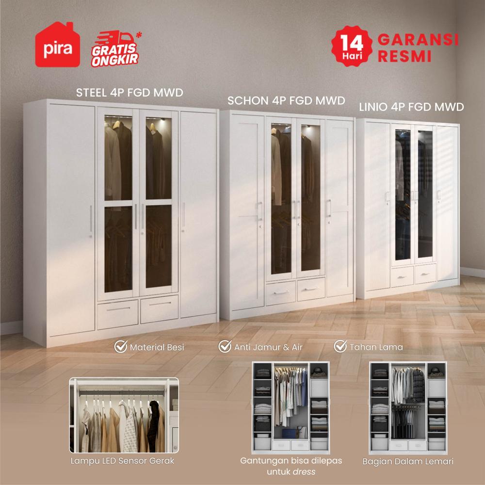 Jual PIRA - LINIO 4P FGD MWD Lemari Pakaian Besi 4 Pintu dengan Laci ...