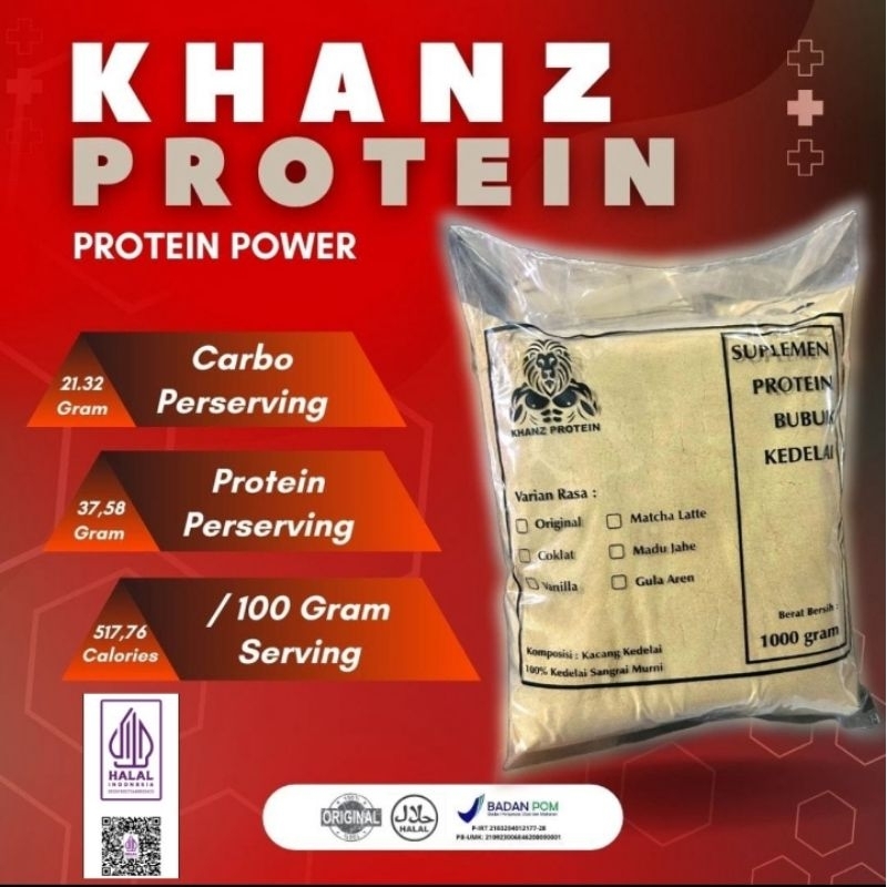 Jual Whey KHANZ Protein Bubuk kedelai nabati Tinggi Protein 1KG ...