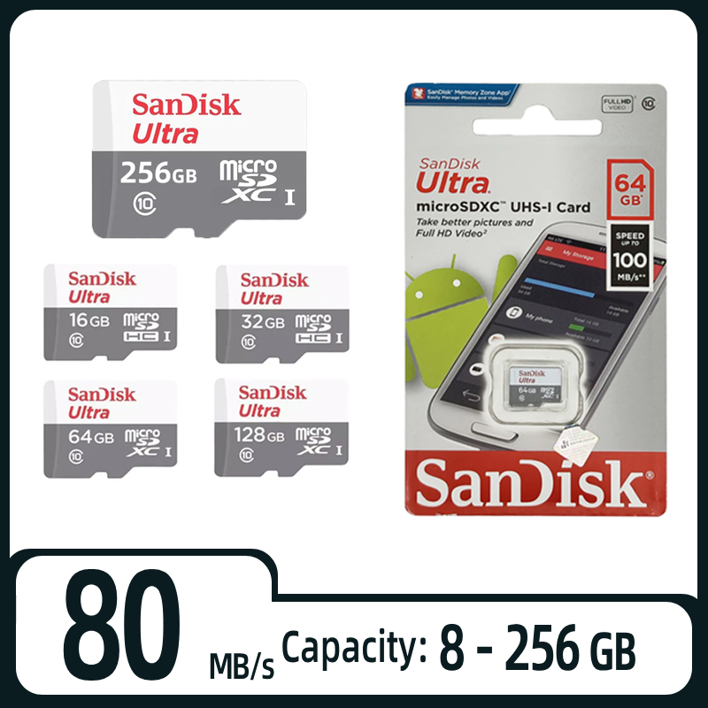 Jual SANDISK Ultra Micro Sd Memory Card 32GB/64GB/128GB 80MBps Class 10 Microsd MicroSDXC-White ...