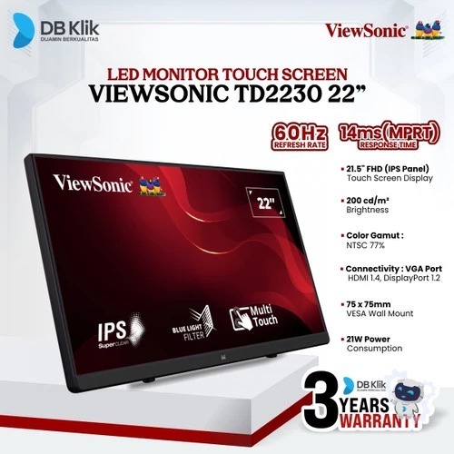 Jual VIEWSONIC LED Monitor Td2230 22" IPS FHD 60Hz 5Ms Build in Speaker ...