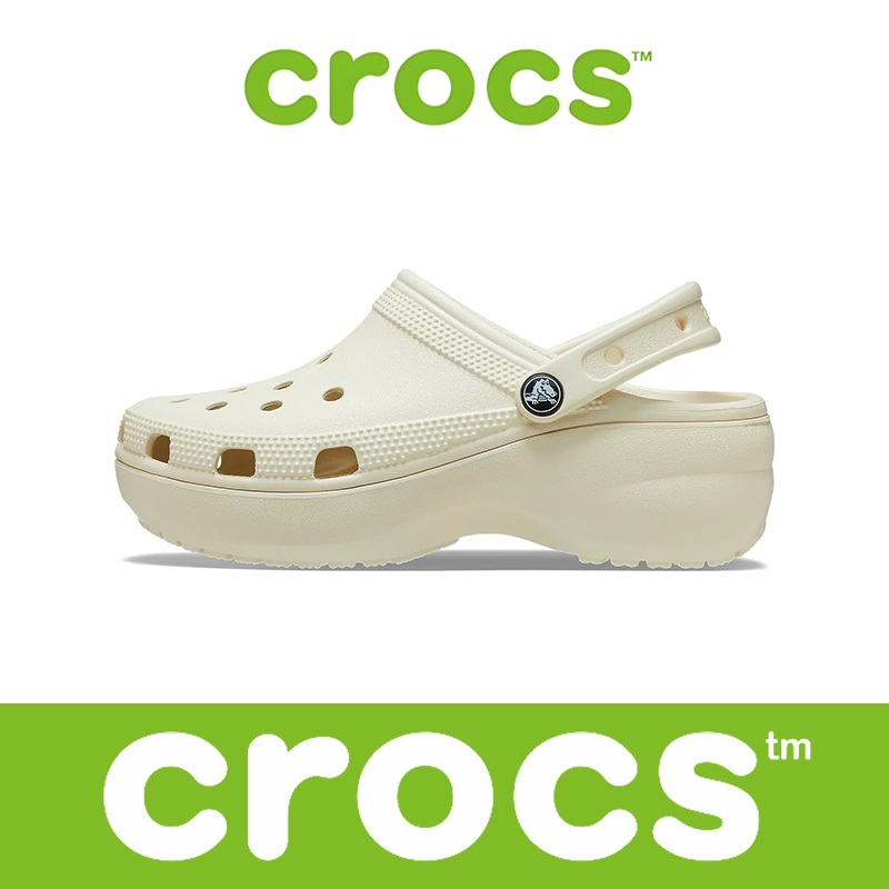 Jual 100% Ori Crocs Women's Classic Platform Clog Crocs-Bone | Shopee Indonesia