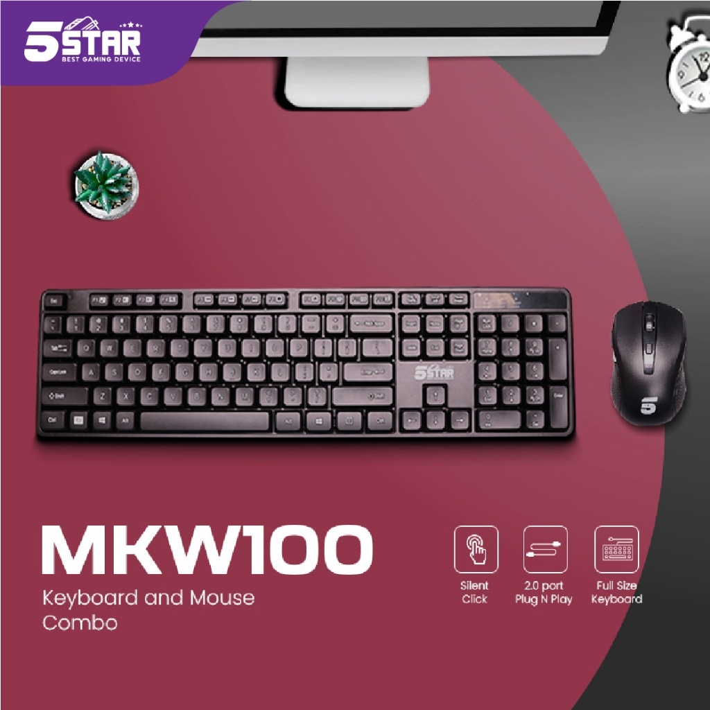 Jual 5Star Gaming - MKW100 Keyboard Mouse Combo Set Wireless Full size ...