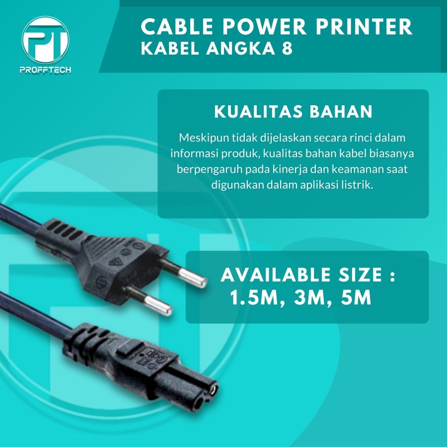 Jual Kabel Power Printer 1,5m, 3m, 5m Tebal Dan Bergaransi | Shopee Indonesia