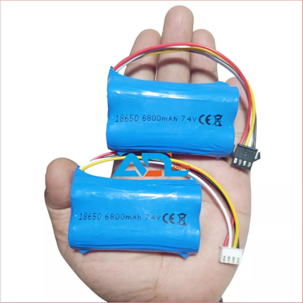 Jual Li-ion Battery 2x cell 18650 7.4Volt Socket Hitam /4pin dan Socket ...