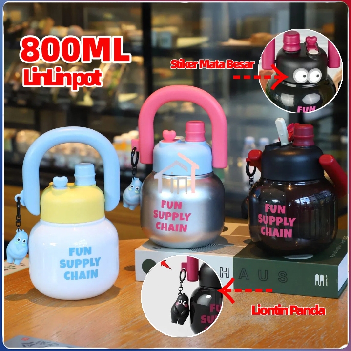 Jual 【COD】 Botol Minum Infused Handle Panda 800ml Transparant / Botol ...