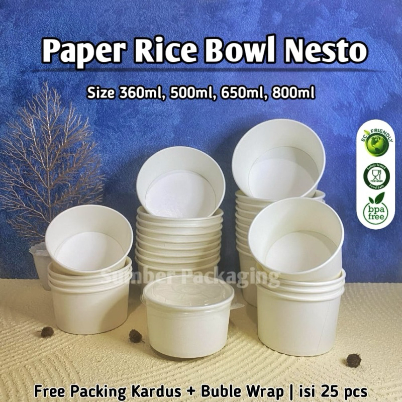 Jual (25pcs) Paper Rice Bowl Nesto | Paper Rice Bowl | Mangkok Kertas ...