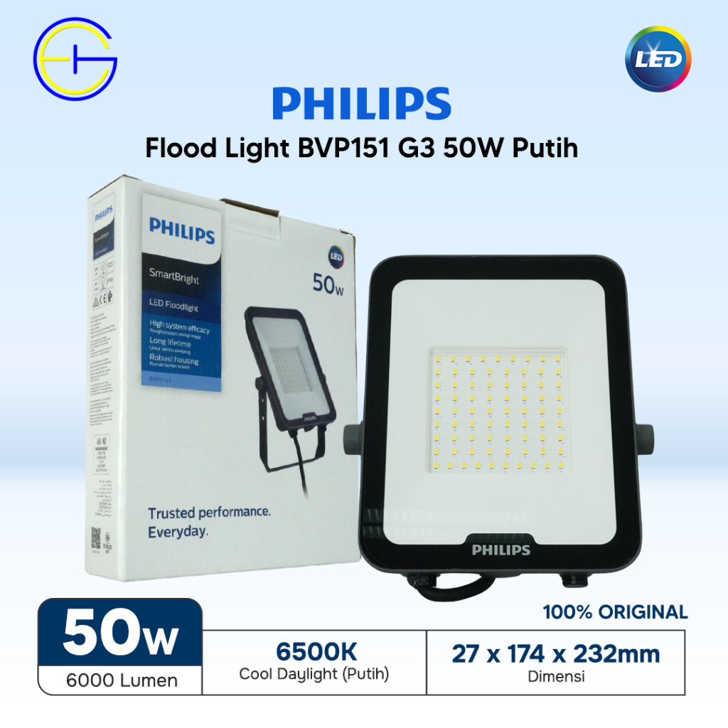 Jual Lampu Sorot LED BVP151 G3 Philips 50W LED60 FloodLight Outdoor | Shopee Indonesia