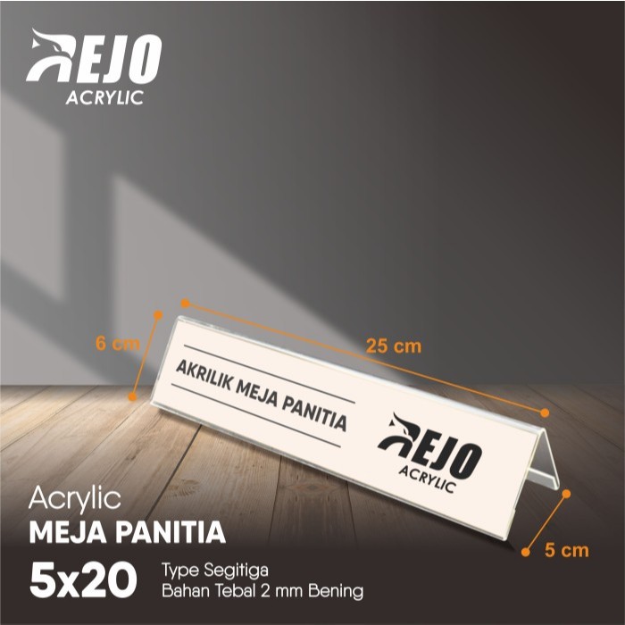 Jual Acrylic Display/ Akrilik Meja Nama Panitia Sign Segitiga 2 sisi ...