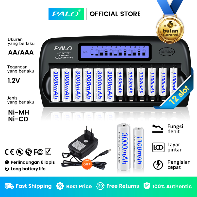 Jual PALO Baterai Cas Baterai Charge AA dan AAA Baterai Isi Ulang 1.2V ...