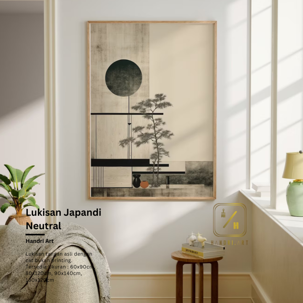 Jual Lukisan Japandi Modern Minimalis Japanese Abstrak - Lukisan Tangan ...