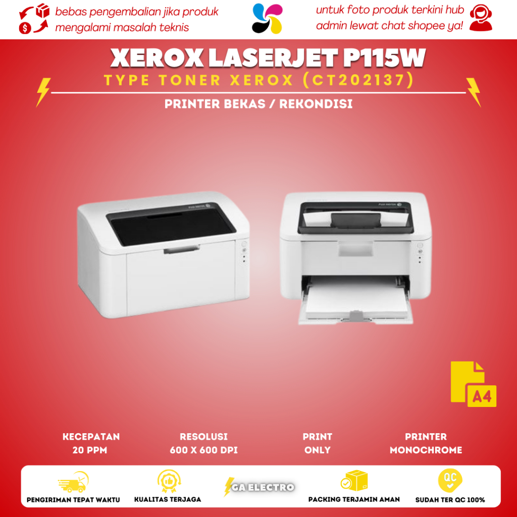 Jual Printer Fuji Xerox P115w wireless printer cetak hitam putih ...