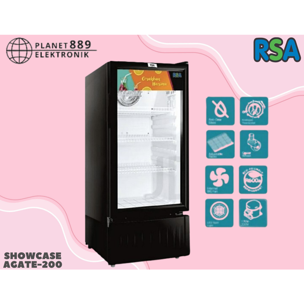 Jual RSA Agate-200N Showcase 1 Pintu Display Cooler Lemari Es Pendingin ...