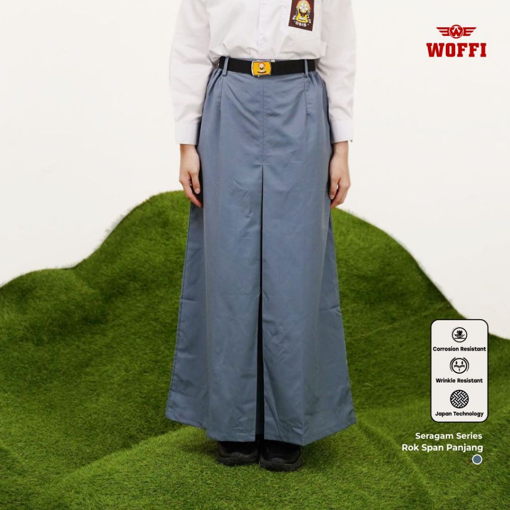 Jual Seragam SMA Woffi Rok Span Panjang Karet dan Ban Abu-abu | Shopee Indonesia
