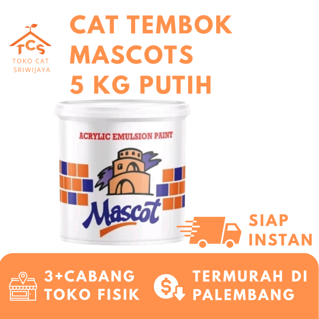 Jual CAT TEMBOK MASCOTS WARNA PUTIH 5 KG TAHAN LAMA | Shopee Indonesia