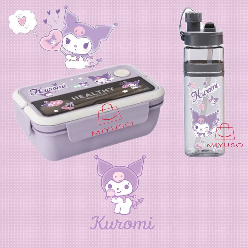 Jual Set Kotak makan + Botol minum Sanrio / Lunch box set Kuromi Cinnamoroll My Melody / Kotak ...