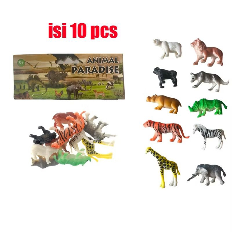 Jual Mainan Anak Miniatur Hewan Binatang Isi 10 Pcs Wild Animal Figure ...