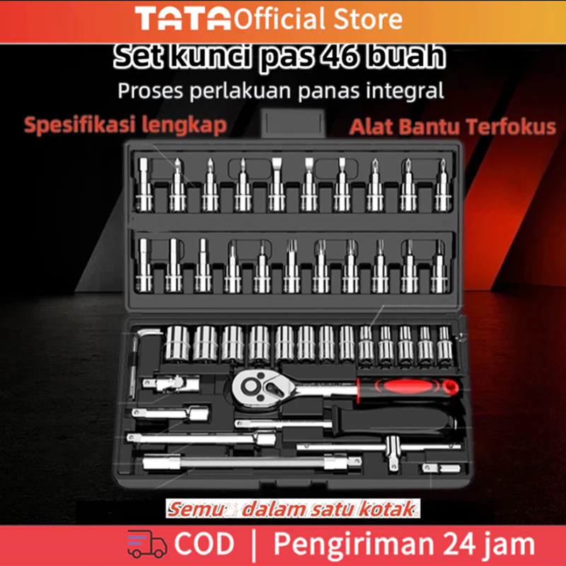 Jual TATA Socket Wrench Set 46 Buah Set Lengkap (1/4 ") Ratchet Wrench ...