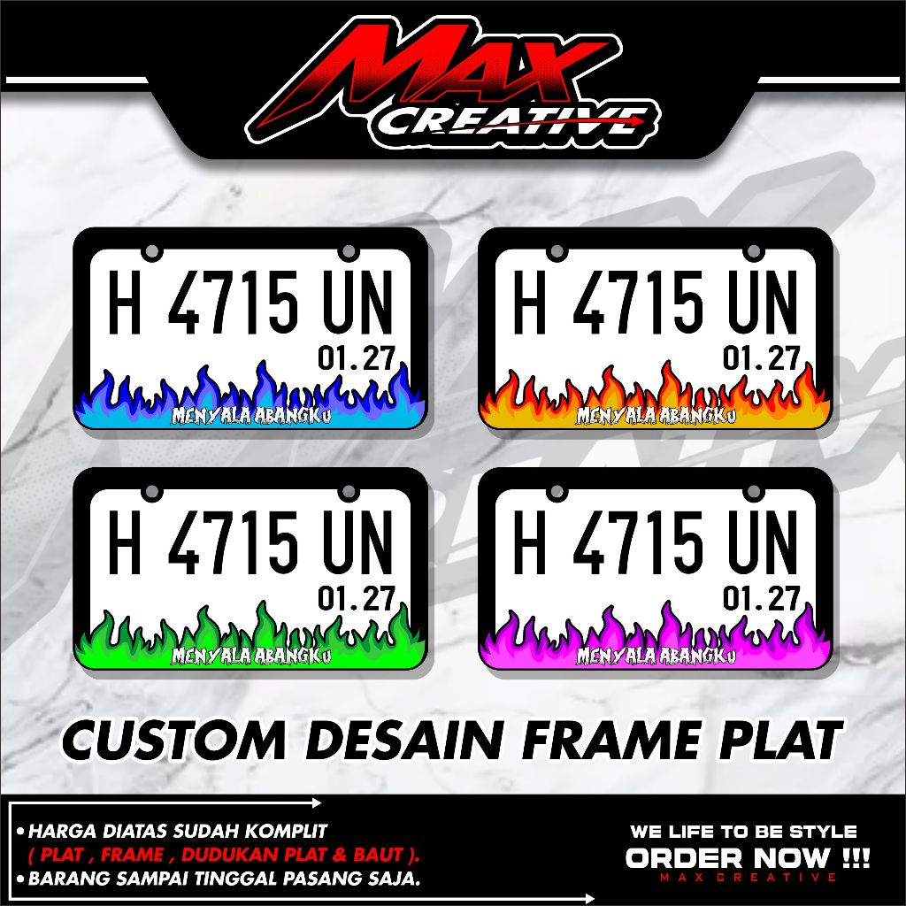 Jual MAX CREATIVE FRAME PLAT NOMOR VIRAL MODEL JDM DESAIN API MENYALA ...