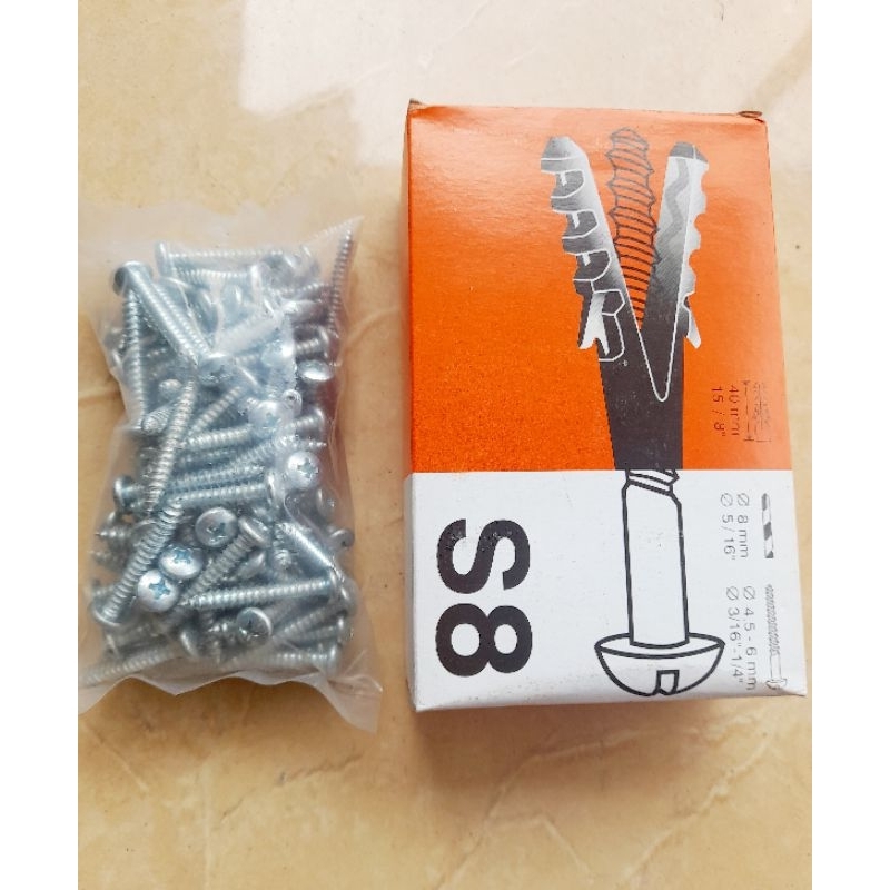 Jual Sekrup Baut Dinding S 8 (1 set Lengkap) | Shopee Indonesia