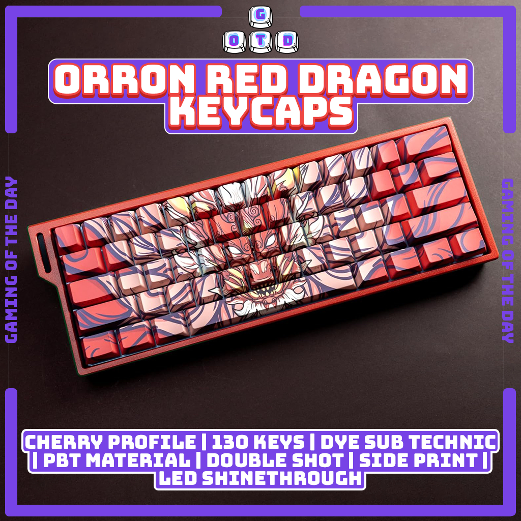 Jual Orron Red Dragon Keycaps Cherry Profile | Side Print Shine Through ...
