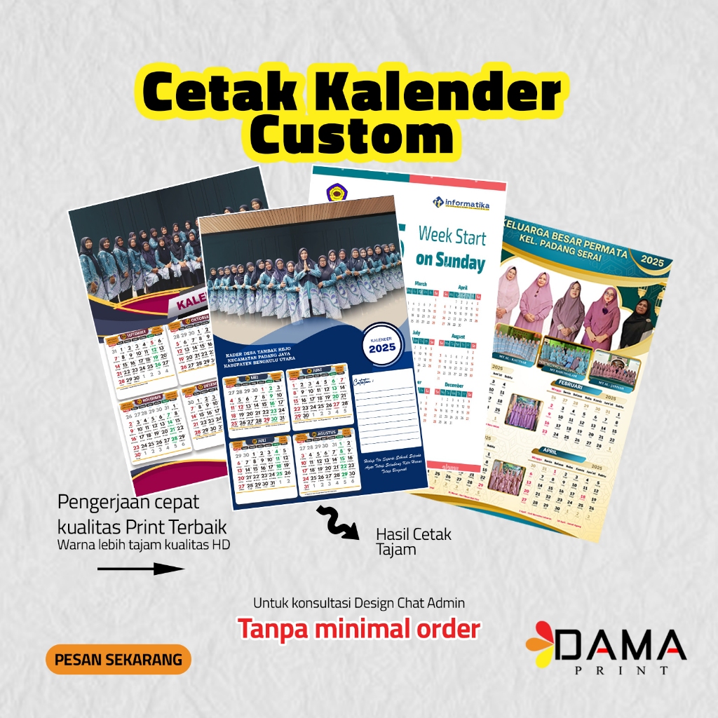 Jual KALENDER DINDING CUSTOM / KALENDER 2, 3, 4 LEMBAR / KALENDER JEPIT ...