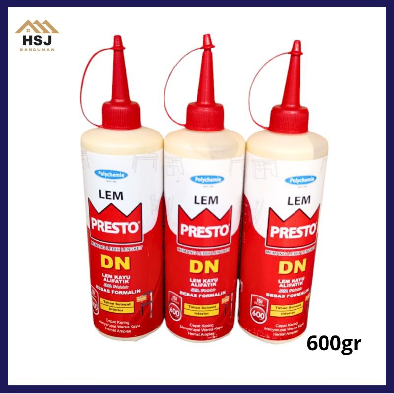 Jual Lem Kayu Putih Lem Presto DN Lem Kayu HPL Multiplek Kertas Veneer Keramik 600gram | Shopee ...