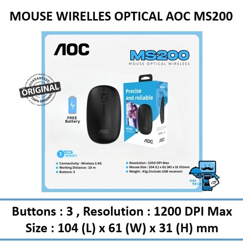 Jual Mouse Wireless Optical AOC MS200 - Produk Original | Shopee Indonesia