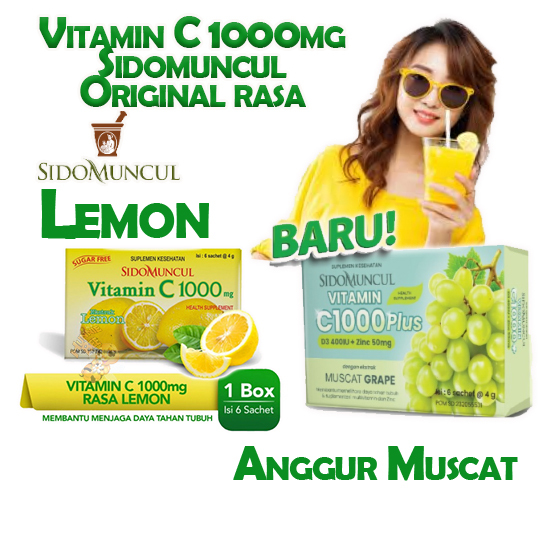 Jual Vitamin C 1000mg Sidomuncul Original rasa Varian Lemon Anggur ...
