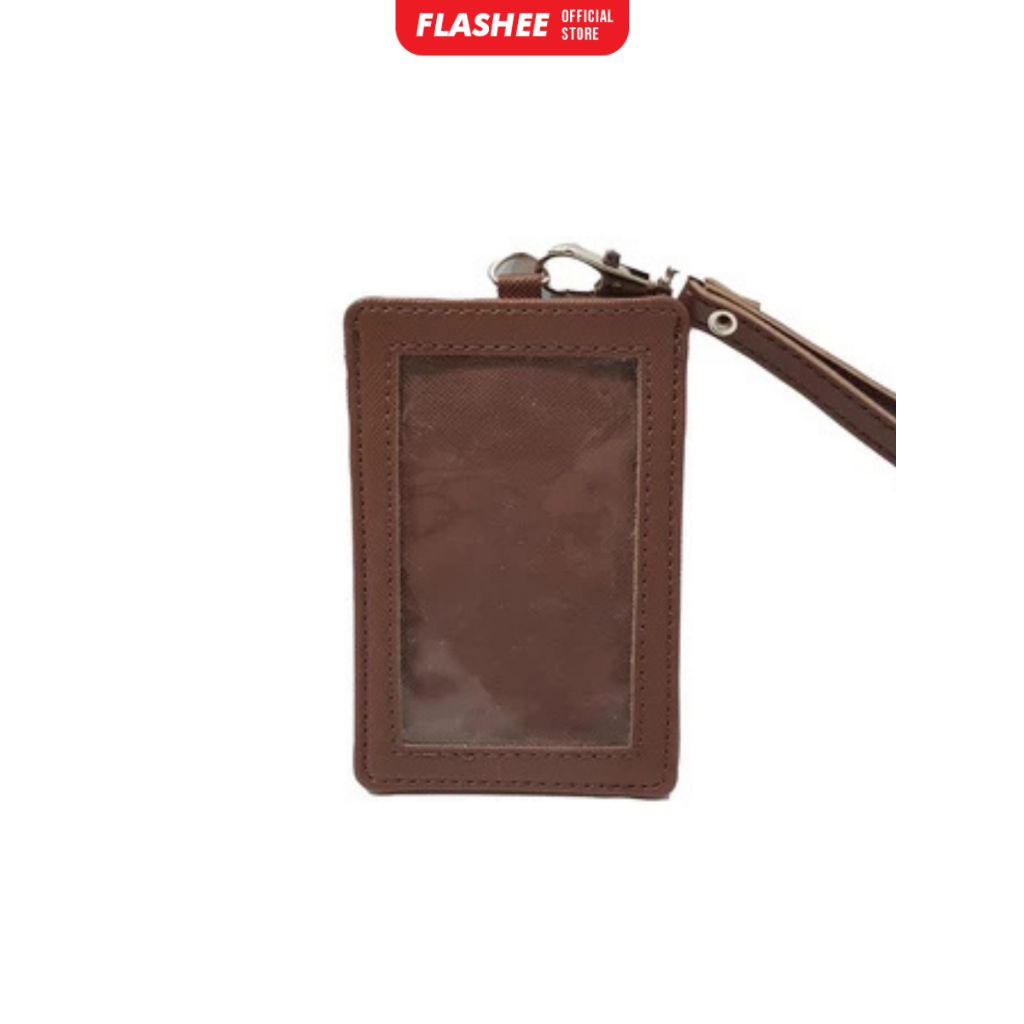 Jual Flashee ID Card Holder Kulit Coklat Tua Lanyard PU Leather Name ...