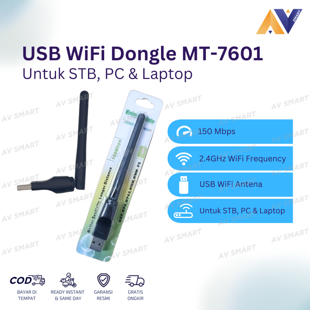 Jual USB WiFi 150Mbps Antenna Wireless MT 7601 STB / Set Top Box Dongle Receiver Adapter ...