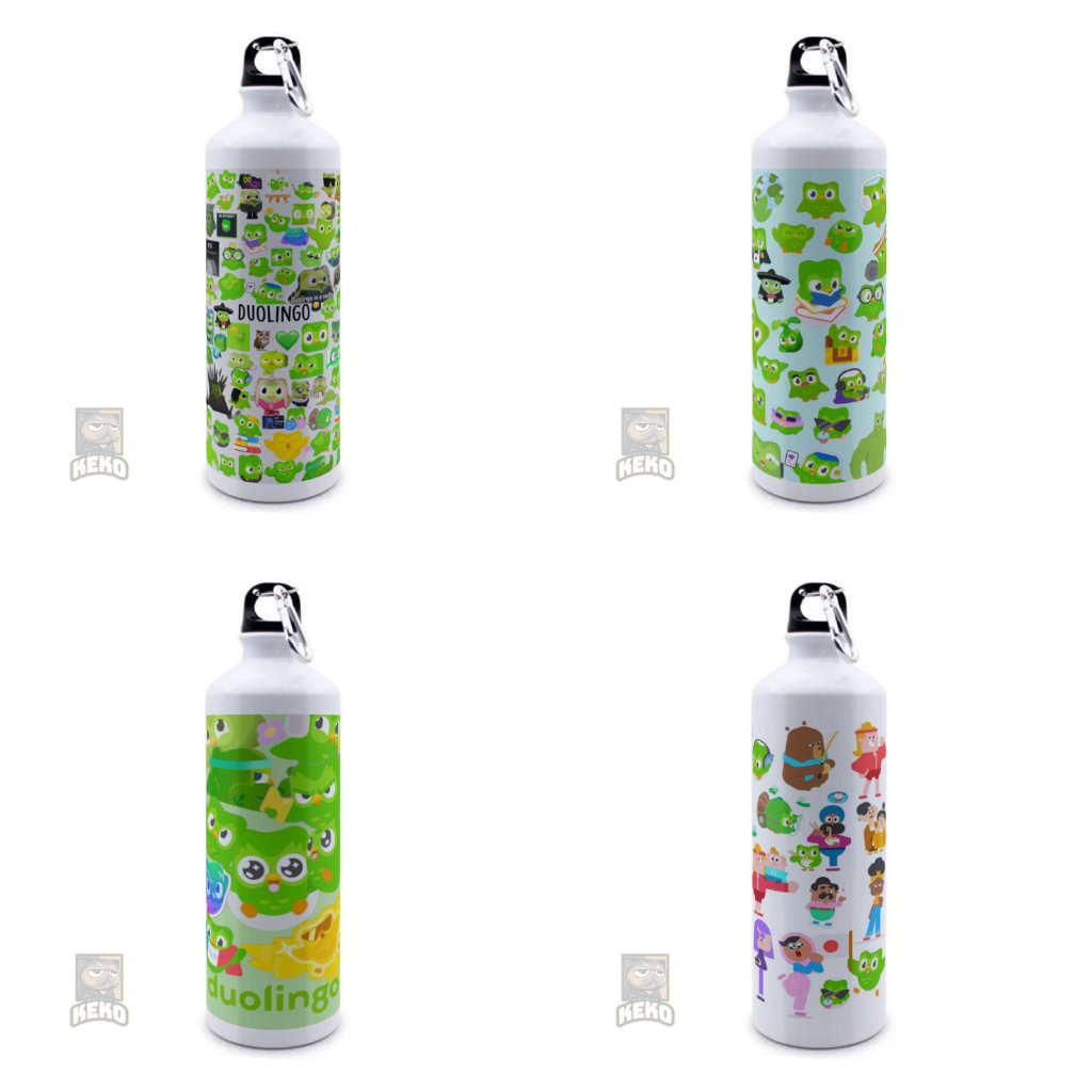 Jual Botol Sport Cartoon Duolingo Pattern Collage | Shopee Indonesia