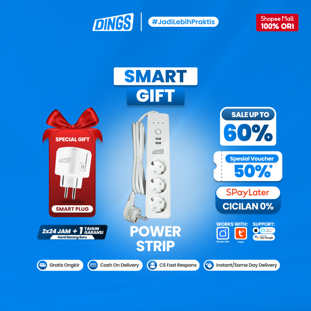 Jual [FREE GIFT] Colokan Stop Extension Kontak USB Smart Power Strip Extension Port USB + Smart ...