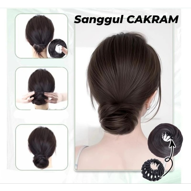Jual SANGGUL INSTAN CAKRAM KONDE CEPOL WIG RAMBUT PALSU MESSY BUN HAIR ...