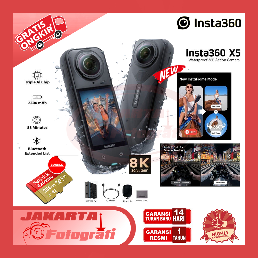 Jual Insta360 X5 8K Action Cam - Insta 360 X5 Action Camera RESMI | Shopee Indonesia