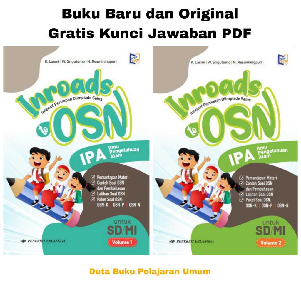 Jual Buku Inroads To OSN IPA SD / MI Vol 1 dan 2 Erlangga Gratis Kunci Jawaban PDF | Shopee ...
