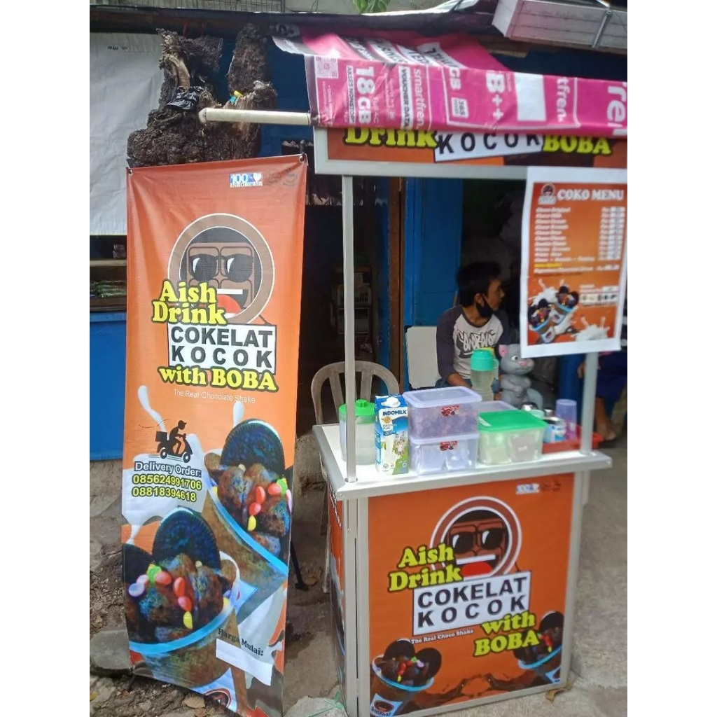 Jual Paket Usaha Lengkap Franchise Cokelat Viral (Custom Booth dgn Atap ...