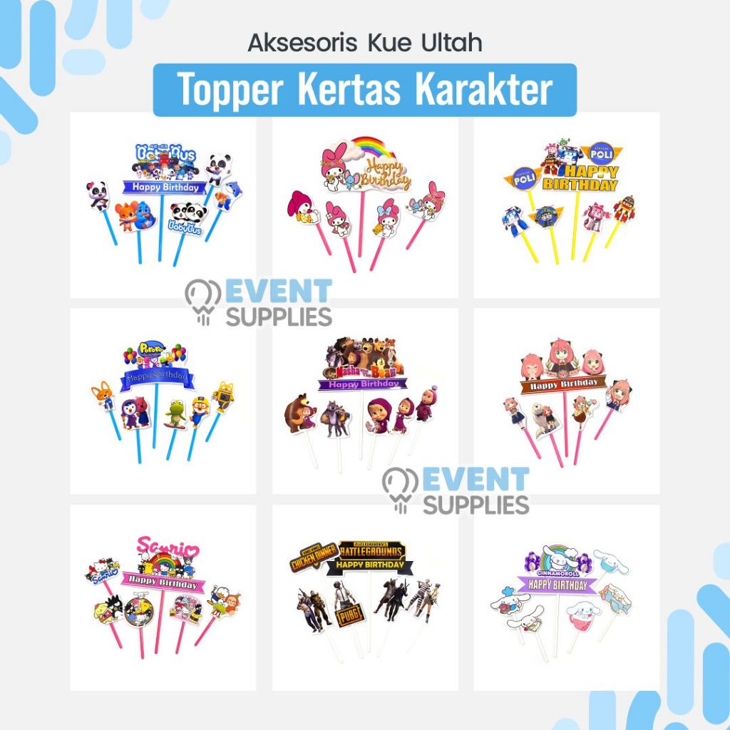 Jual Topper Kertas Cake Boneka Labubu Kuromi Sanrio Kue/Roti/Ulang ...