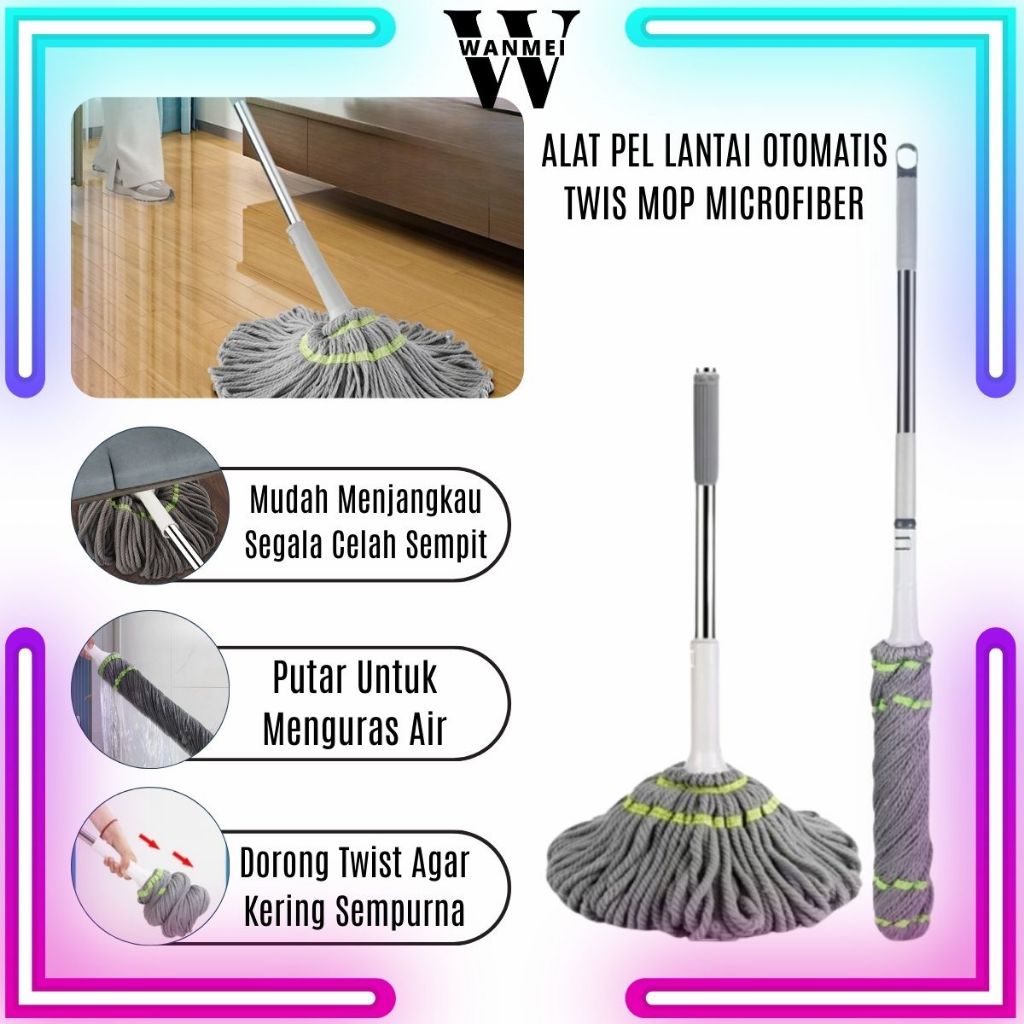 Jual Alat Pel Lantai Putar Otomatis Daya Serap Tinggi Twist Mop Kain ...