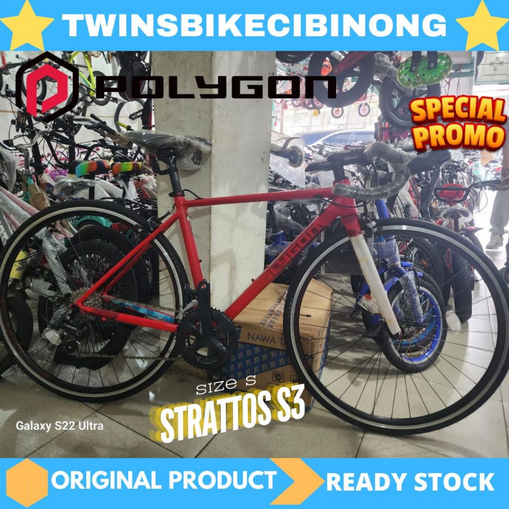Jual Sepeda Balap Roadbike Polygon Strattos S3 RED Alloy | Shopee Indonesia