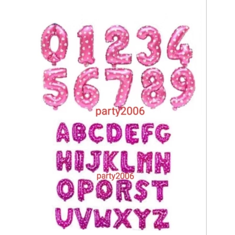 Jual Balon Foil Angka dan Huruf (pink) / Balon A sampai Z dan 0 sampai ...