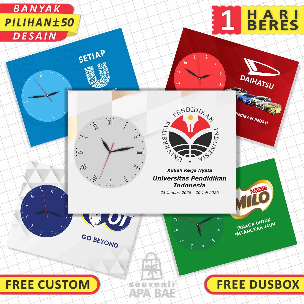 Jual Jam Custom Desain Bebas Ukuran 10CM / Cenderamata Sekolah PKL KKN ...