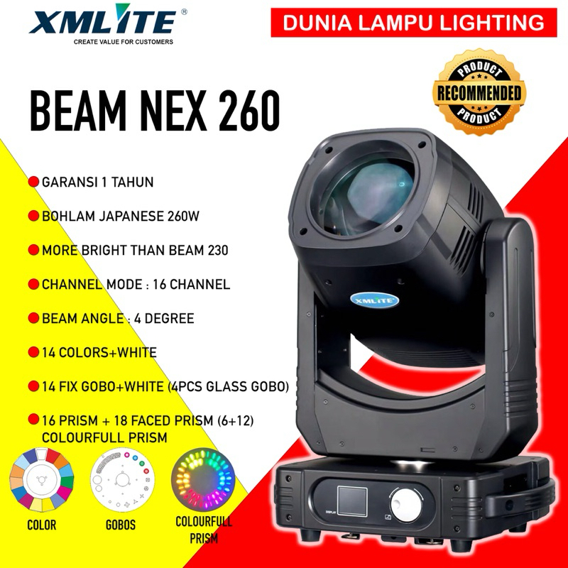 Jual MURAH Moving head beam XMLITE NEX260 NEX 260 260W lampu stage ...