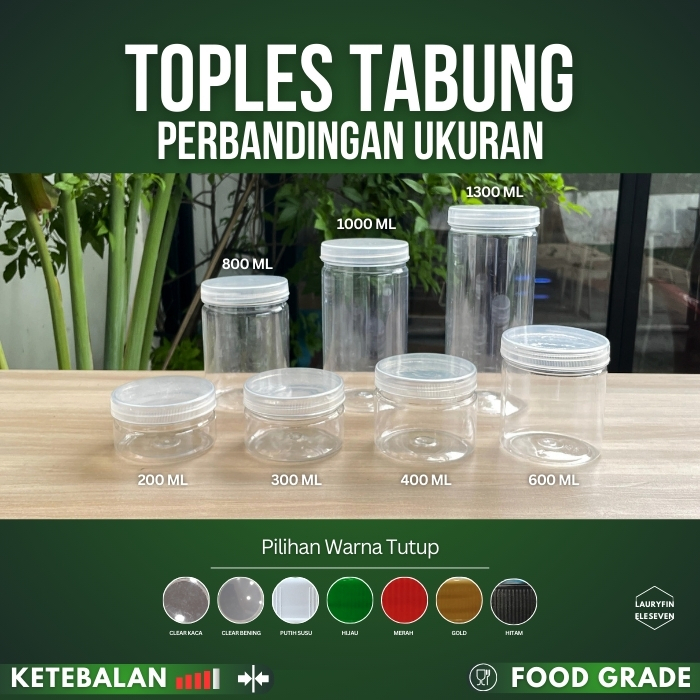 Jual ISI 24 FREE DUS Toples Tabung Silinder Plastik 200ml 300ml 400ml 600ml 800ml 1000ml 1300ml ...