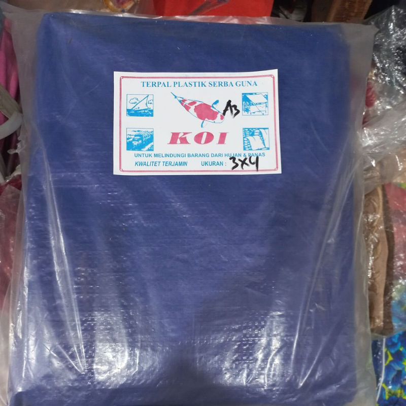 Jual Terpal tenda plastik 3m x 4m serbaguna merk KOI press a3 biru ...