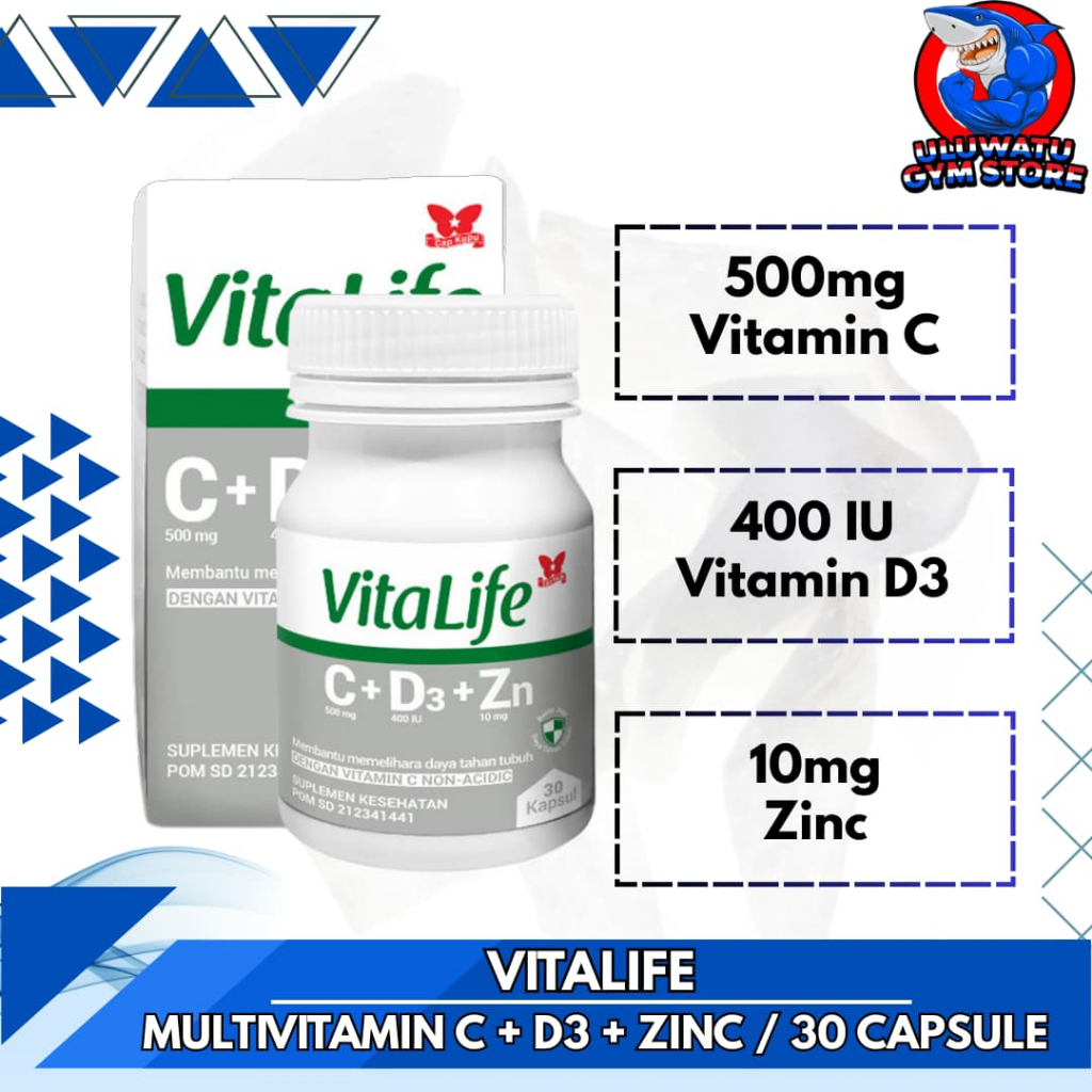 Jual VITALIFE Multivitamin C 500mg + D3 400iu + Zinc 10mg - 30 Capsules ...