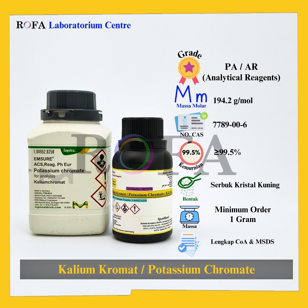 Jual Kalium Kromat / Potassium Chromate / K2CrO4 Pro Analisis Eceran 1 ...